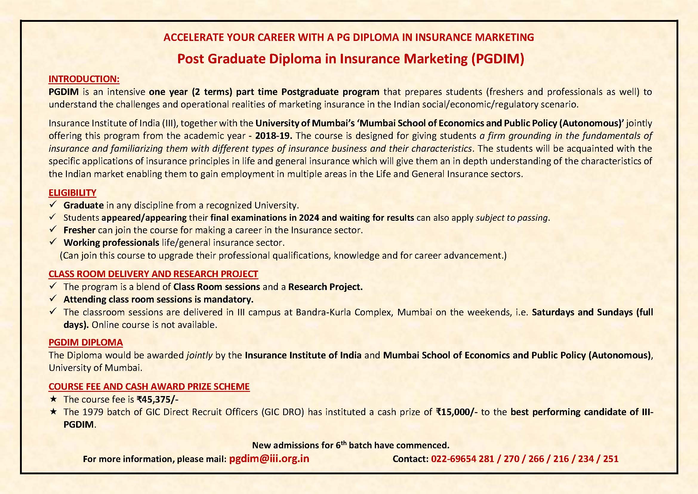 Mumbai University PGDIM - College Of Insurance - Insurance Institute Of ...